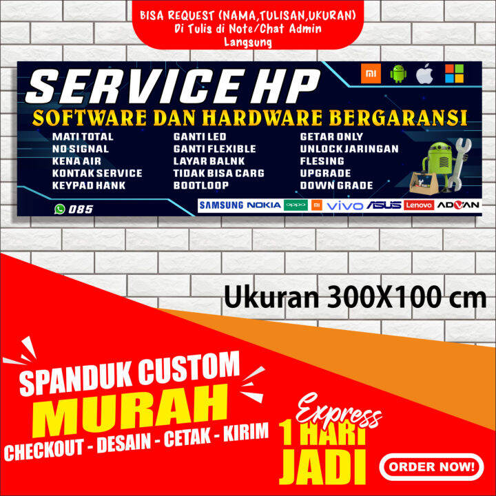 Spanduk SERVICE HP, Banner SERVICE HPUkuran 300X100 cm ( Bayar Ditempat ...
