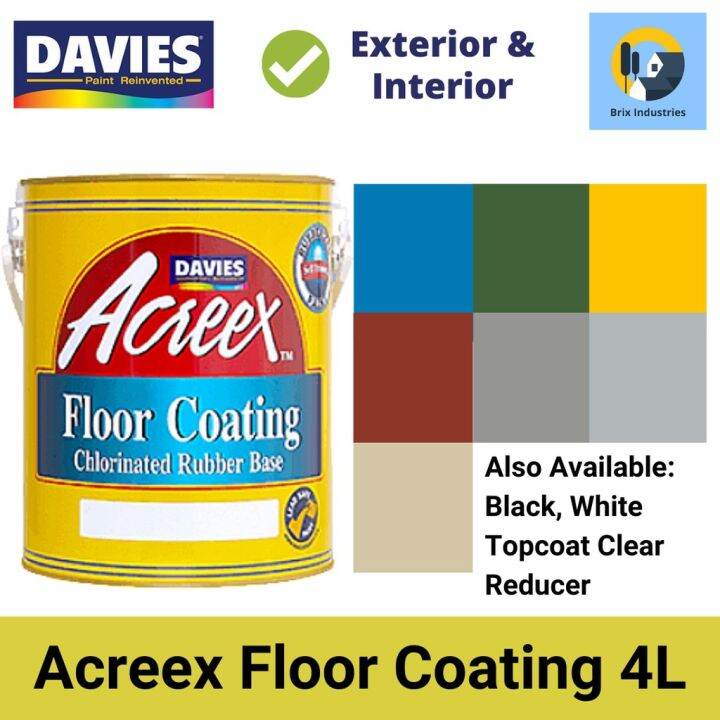 Davies Acreex Rubberized Floor Paint 4 Liters Reducer Gallon All Colors ...