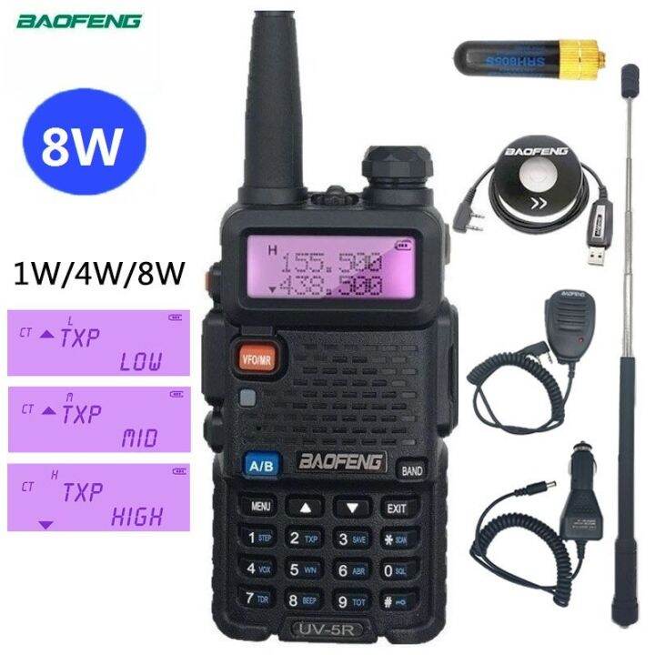 BAOFENG 8W Amateur Walkie Talkie UV-5R CB Radio Scanner Dual Band Ham ...