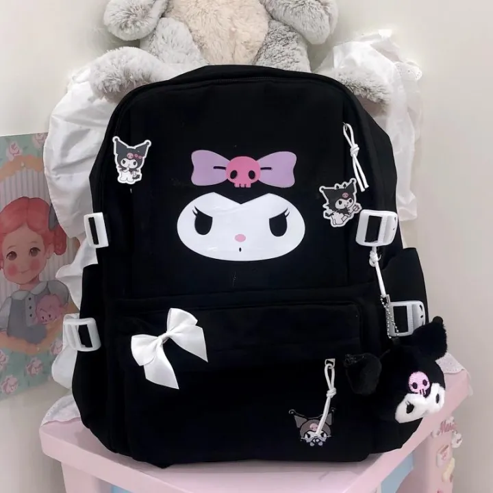 2022 Sanrioes Anime Kuromi Women Backpacks Cartoon Nylon Student Laptop ...