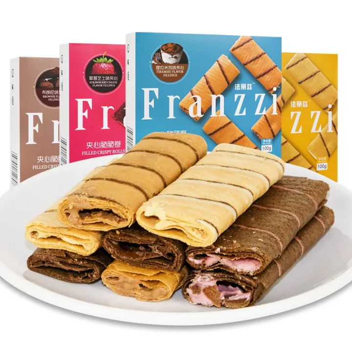 ลด50% [ส่งฟรี] Franzzi Sandwich Crispy Roll ขนมนำเข้า เวเฟอร์สอดไส้ ขนม ...
