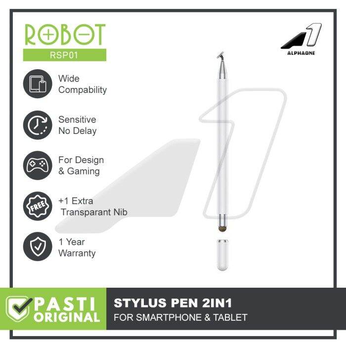 ROBOT Stylus Pen Universal 2in1 RSP01 Pensil HP Tablet iPad Android ...