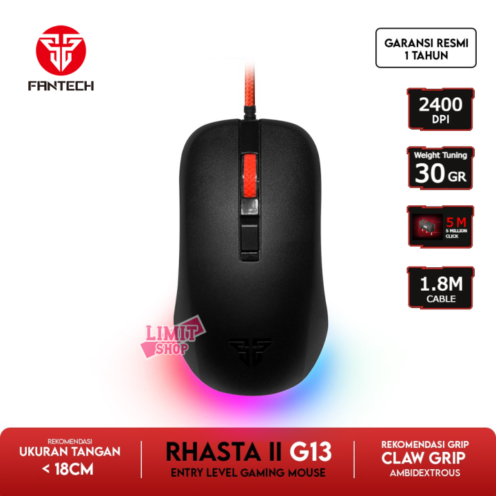 Fantech RHASTA II G13 Gaming Mouse 2400 DPI / G-13 Pro-Gaming Mouse RGB ...