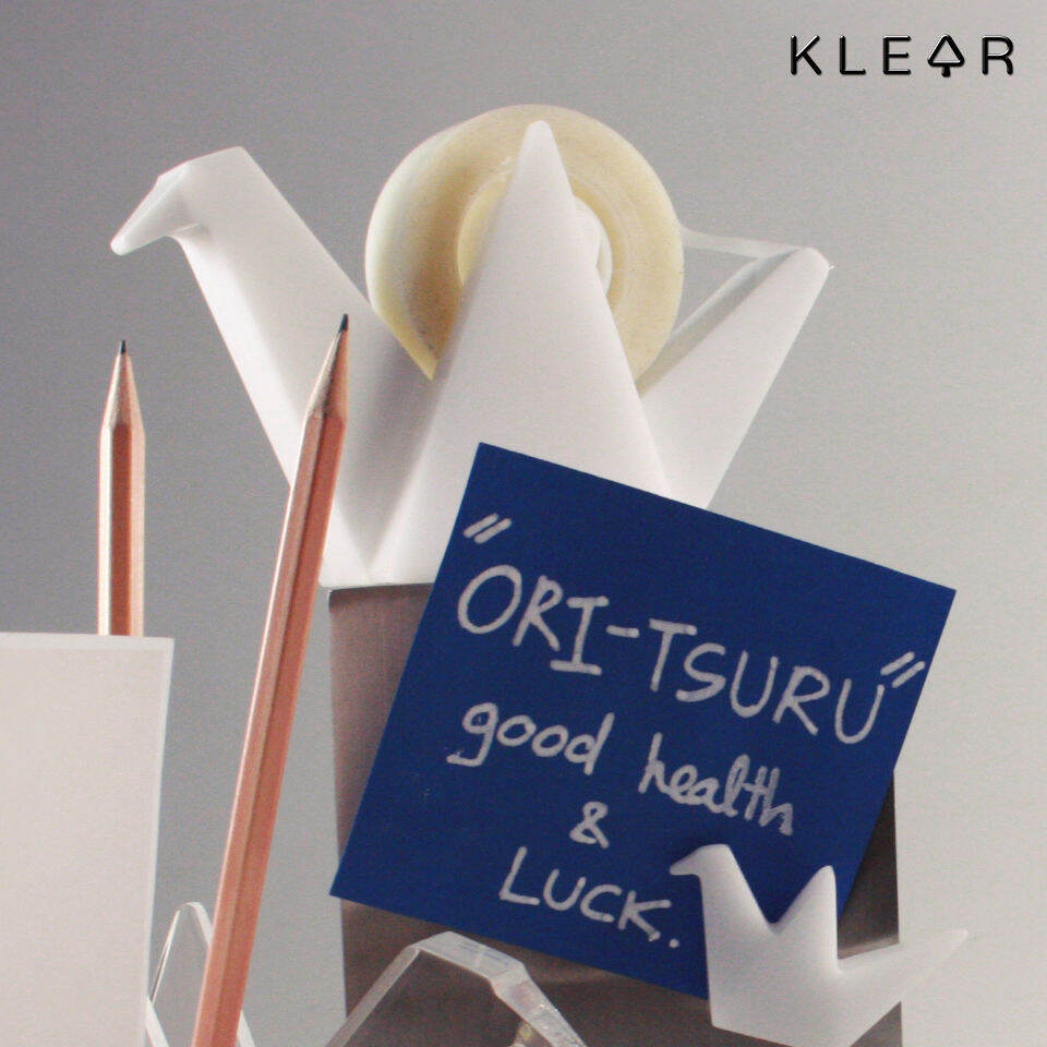 KlearObject Hai Ori-tsuru tape dispenser แท่นใส่สก๊อตเทป แกน 1 นิ้ว แท่นตัดเทปใส แท่นตัดสก๊อตเทป ...