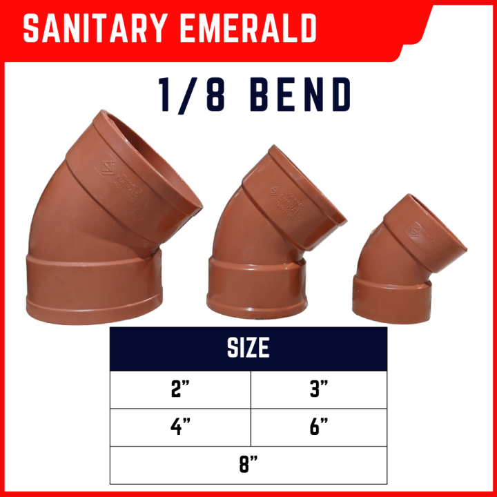 Sanitary PVC Fittings Emerald 1/8 Bend (Sizes: 6",8") Sold per pc ...