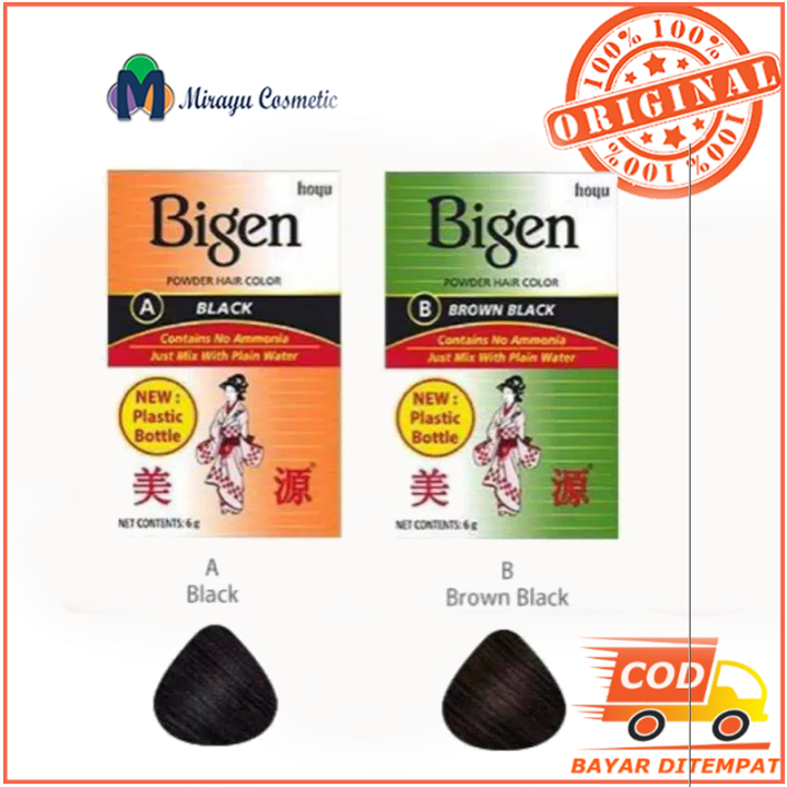 Bigen Pewarna Cat Rambut Hair Dye Powder Black Brown Hitam Coklat 6 Gr ...