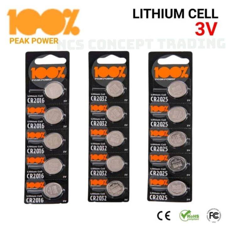 100% Peak Power Lithium Button Cell Battery 1 pcs CR2032 / CR2025 ...