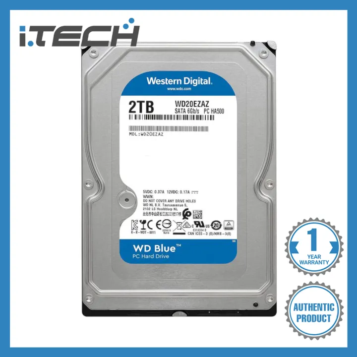 Western Digital 2TB WD BLUE PC Hard Drive [WD20EZAZ] | Lazada PH