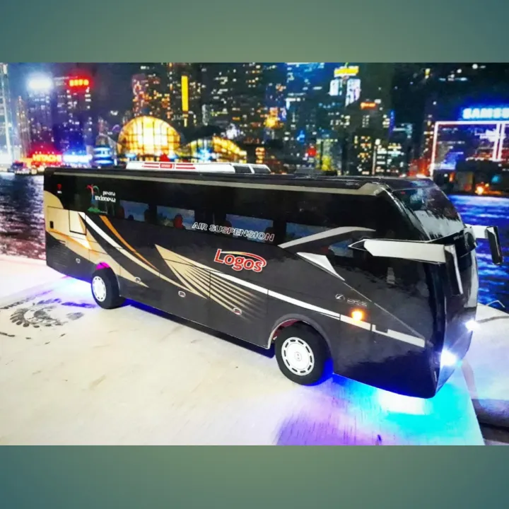 Miniatur Bis Po Logos Miniatur Bus Mobil Mainan Full Lampu Led | Lazada ...