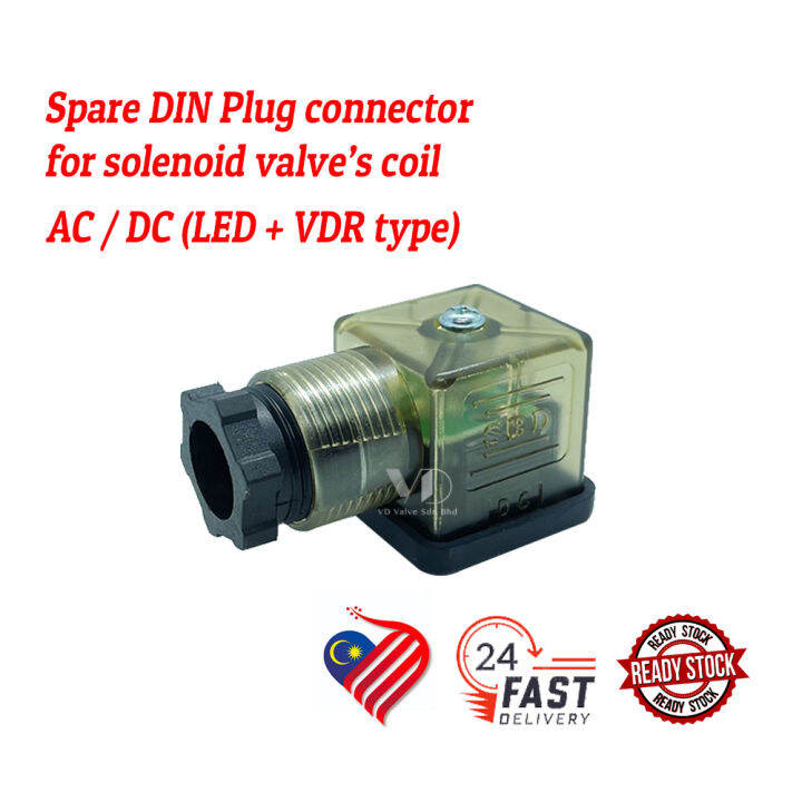 Solenoid Valve DIN 43650 Type A LED + VDR Plug Connector AC/DC ...
