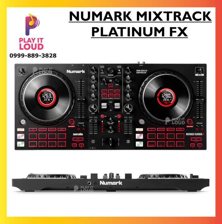 NUMARK MIXTRACK PLATINUM FX 4-DECK DJ CONTROLLER with JOG WHEEL DISPLAYS and FX PADDLES ORIGINAL ...