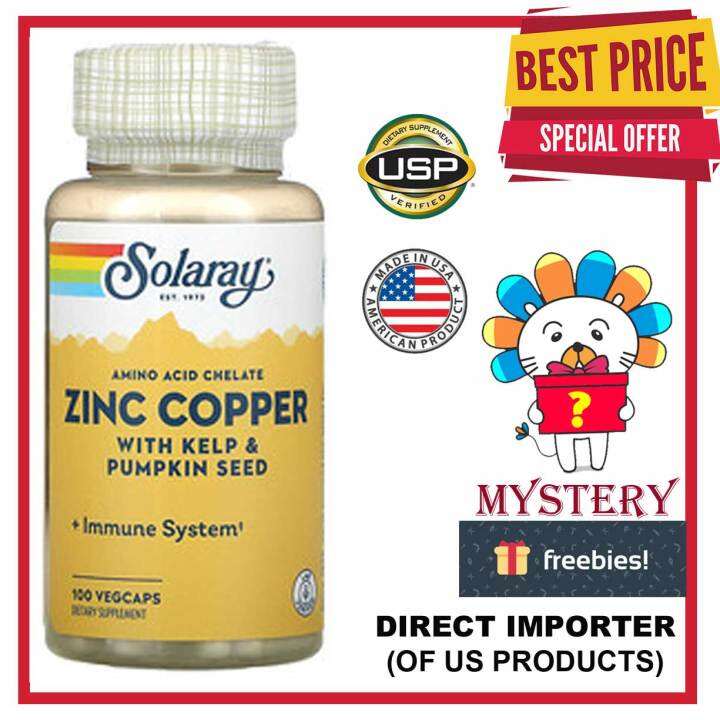 Solaray, Zinc Copper with Kelp & Pumpkin Seed, 100 VegCaps | Lazada PH