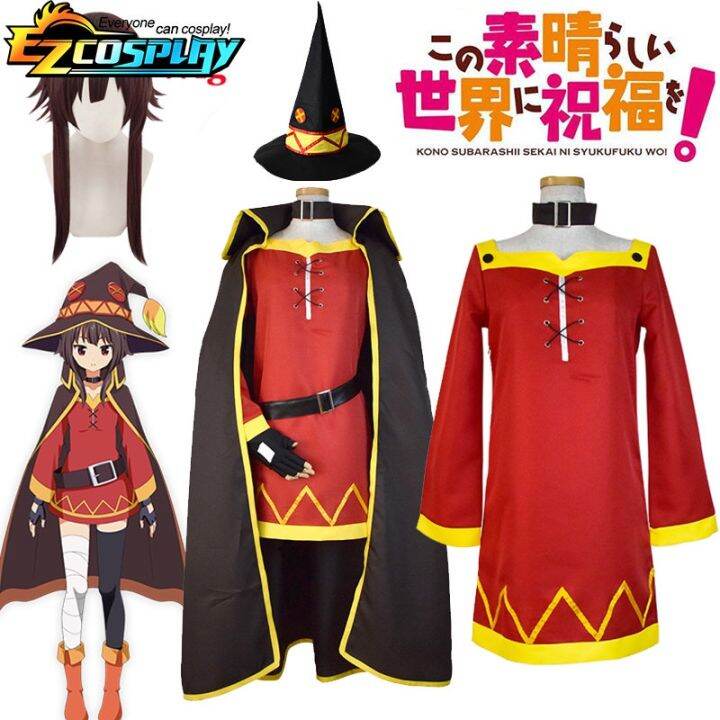 Megumin Cosplay Costume Kono Subarashii Sekai Ni Shukufuku Wo Captain Wig Witch Attire Wizard ...