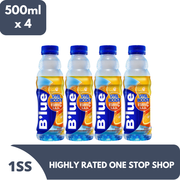B'lue Orange Flavoured Drink with Vitamins 500ml x 4 | Lazada PH