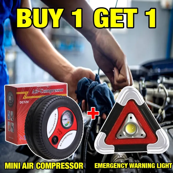 Ready Stock】 Emergency Warning Light + Mini Air Compressor | Lazada PH