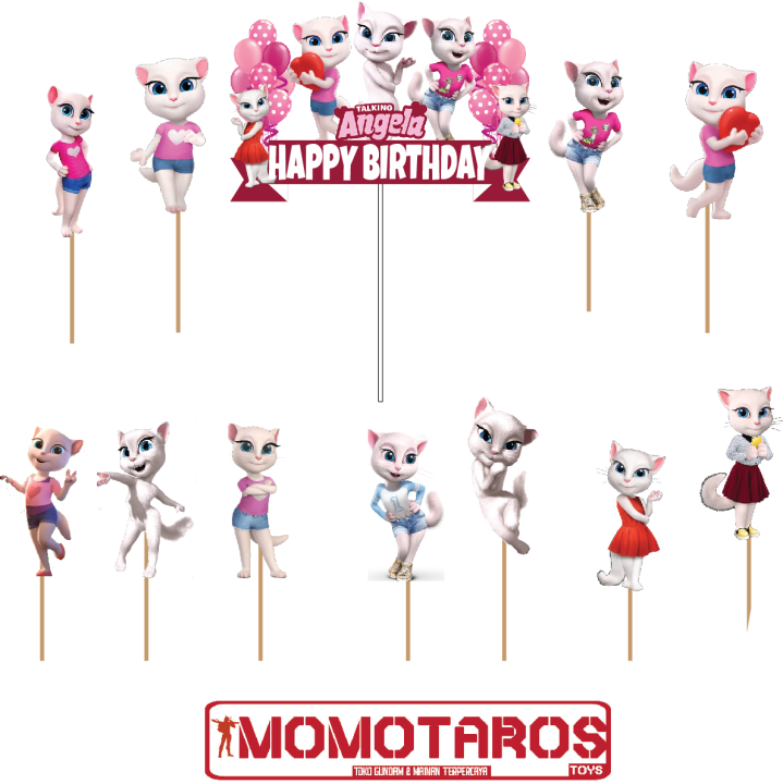 Cake topper Talking Tom set isi 12 pcs | Lazada Indonesia