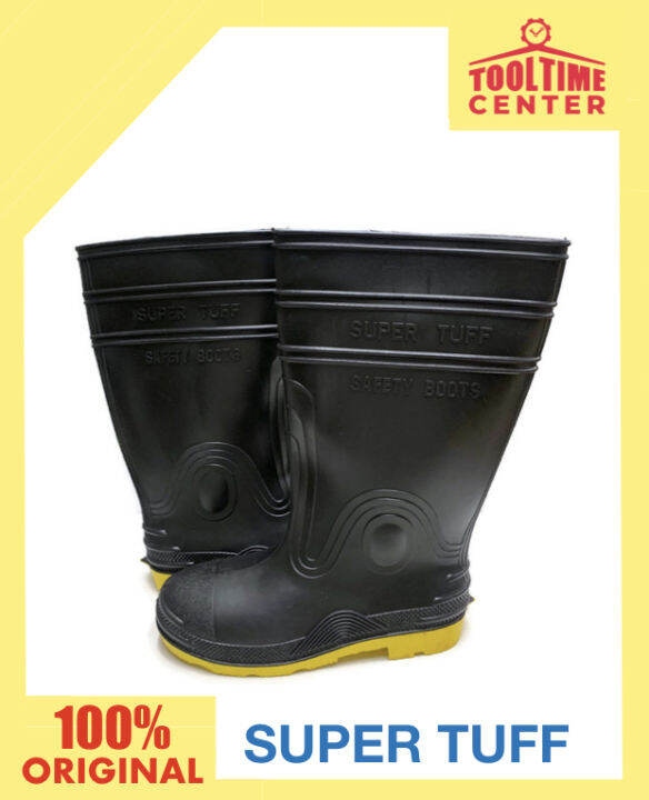 Super Tuff Mens’ Steel Toe Safety Rubber Boots in Black - High Cut | Lazada PH