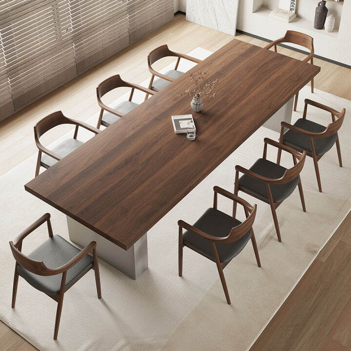 Pure solid wood light luxury conference table simple modern negotiation ...