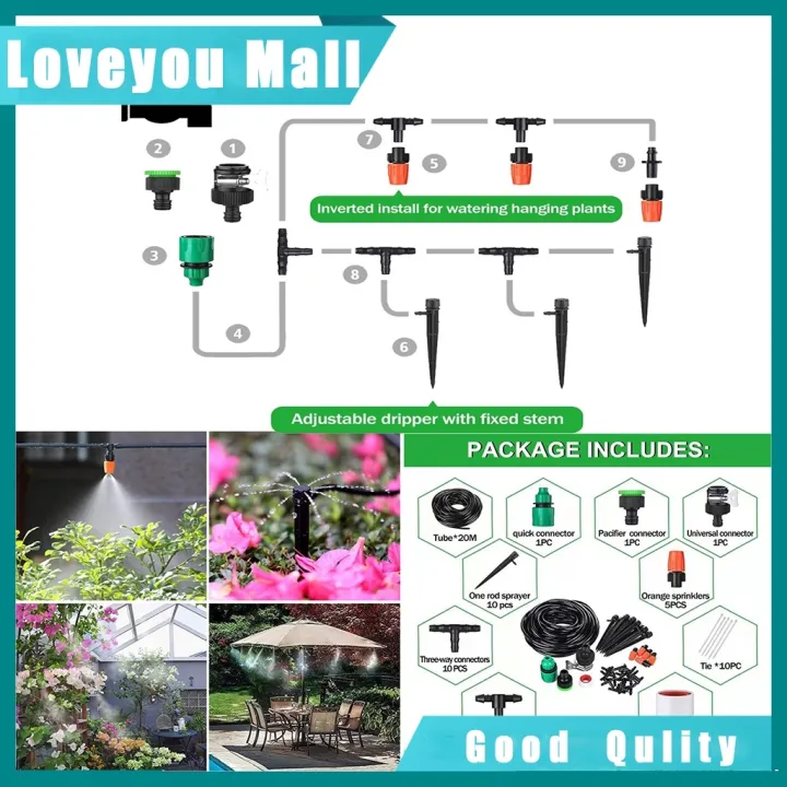 Garden Patio Watering Irrigation Terrace System Outdoor Misting Cooling ...