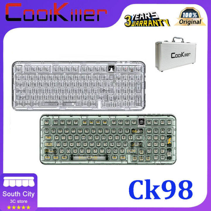 Coolkiller CK98นักคณิตศาสตร์ไร้สายสามโหมด2.4G คีย์บอร์ดแบบกลไกบลูทูธ Hot-Swap กล่องอลูมิเนียม ...
