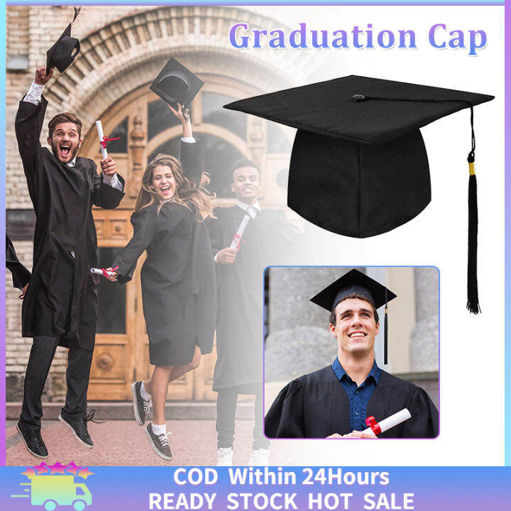 [Fast Delivery] Graduation Cap Black Unisex Adult Graduation Hat ...