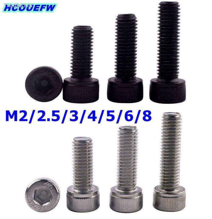 ☂ HCOUEFW 5-50pcs DIN912 Bolt M2 M2.5 M3 M4 M5 M6 M8 304 A2-70 Stainless Steel Grade 12.9 Black ...