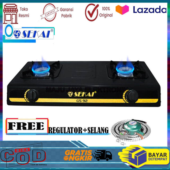Kompor Gas SEKAI 2 Tungku GS 92/+REGULATOR+SELANG SESUAI VARIAN SEKAI ...