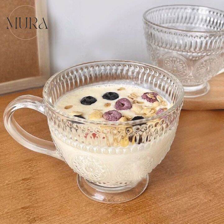 Cawan Kaca Besar Ins Transparent Vintage Big Breakfast Cup Mug Large ...