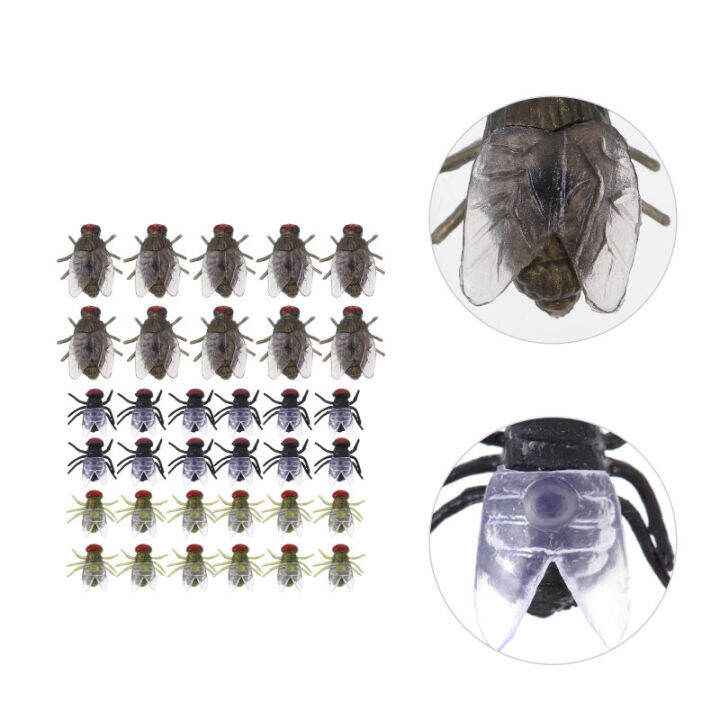 Teniron 60 Pcs Fly Model Mini Toys Halloween Toys Fake Plastic Flies ...