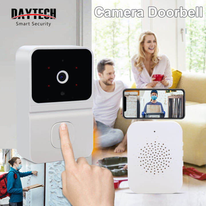 DAYTECH Video Doorbell Wireless Doorbell Door Bell WiFi TUYA Visible US Plug Door Chime 1 ...