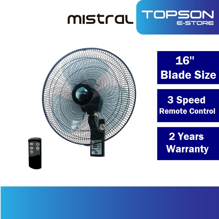 Mistral 16" Remote Control Wall Fan MWF16R (Black) | Lazada