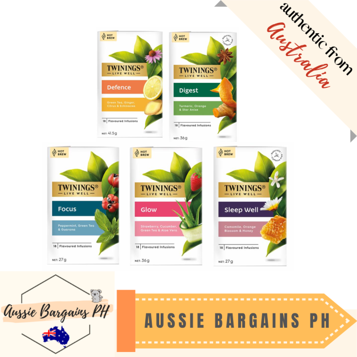 Twinings Live Well Herbal Tea Bags 18 pack: Defence, Digest, Focus ...