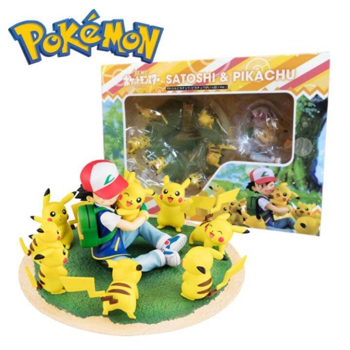 Anime Figure Pokemon Ash Ketchum Pikachu Action Figurine Garage Kits ...