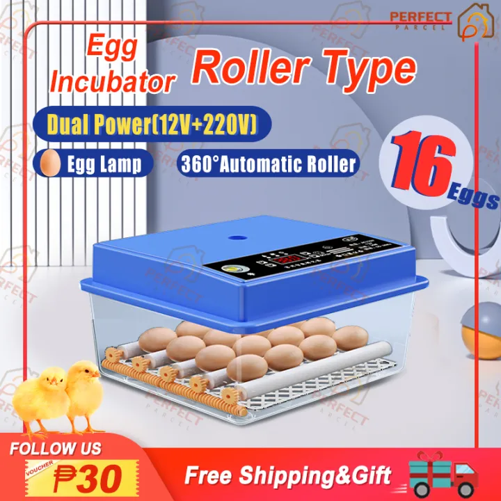 【Dual power 12V+220V】16/36/64 Eggs Fully Automatic Egg Incubator Intelligent Digital Hatcher ...
