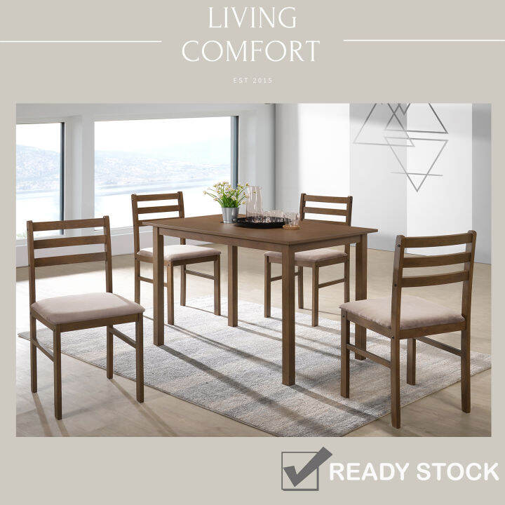 PAXTON 4 seater Wooden Dining Set (1+4) / Meja Makan set 4 orang | Lazada