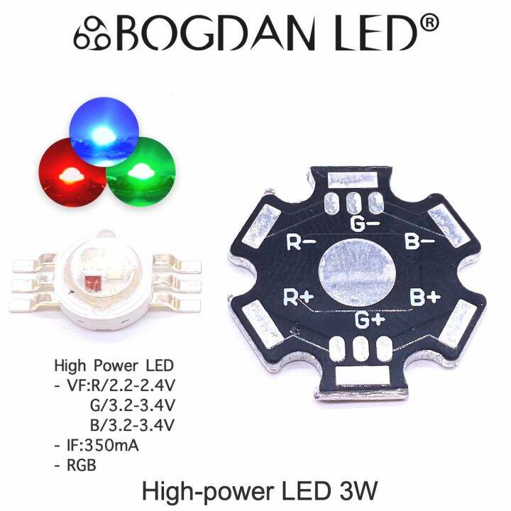High Power, หลอด LED 3W RGB 6PIN แอลอีดีลูกปัด R/G/B ให้ความสว่างสูง ความร้อนต่ำ อายุการใช้งาน ...
