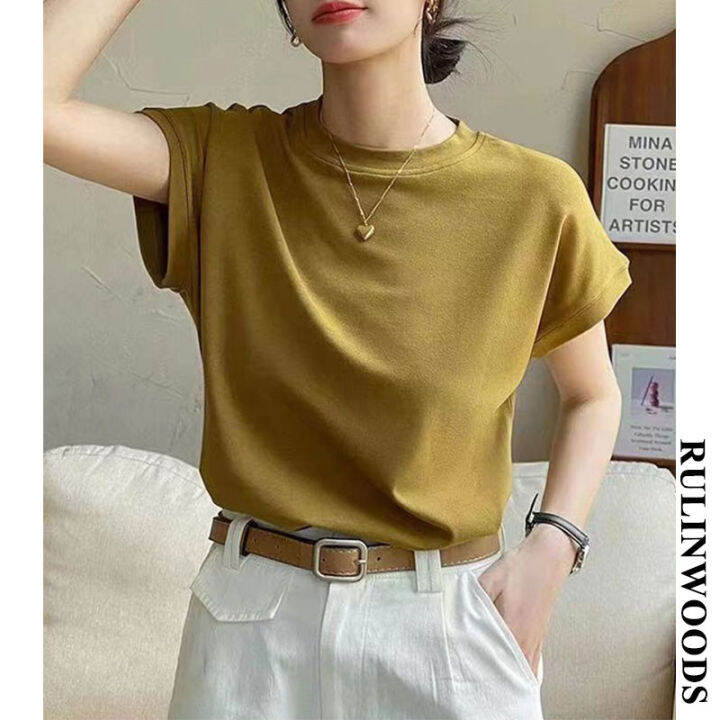 CHICCHIC 3สี เสื้อยืดผ้าฝ้าย เสื้อยืดทรงหลวมสำหรับผู้หญิง เสื้อฤดูร้อนเกาหลี | Lazada.co.th