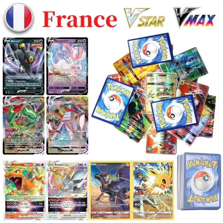 50-100PCS French Pokemon Cards Letters Charizard Pikachu Arceus carte ...