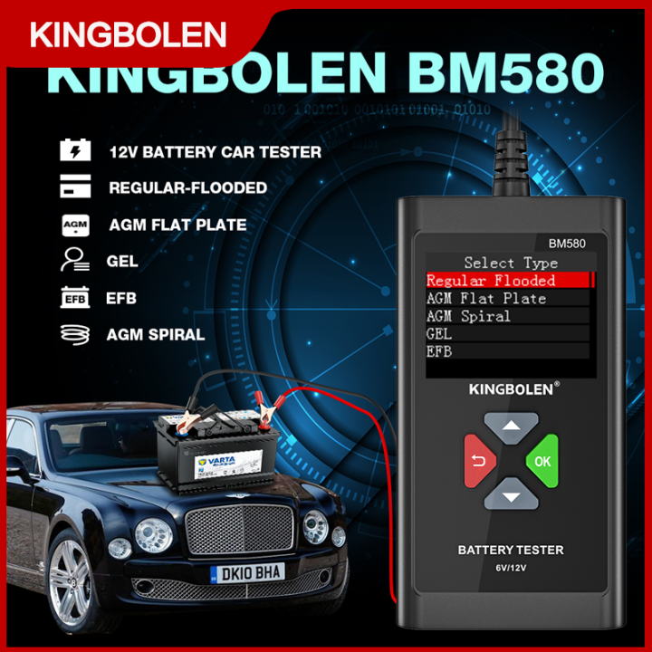 KINGBOLEN BM580 6V 12V Car Battery Tester, 100-2000CCA 2AH-220AH ...