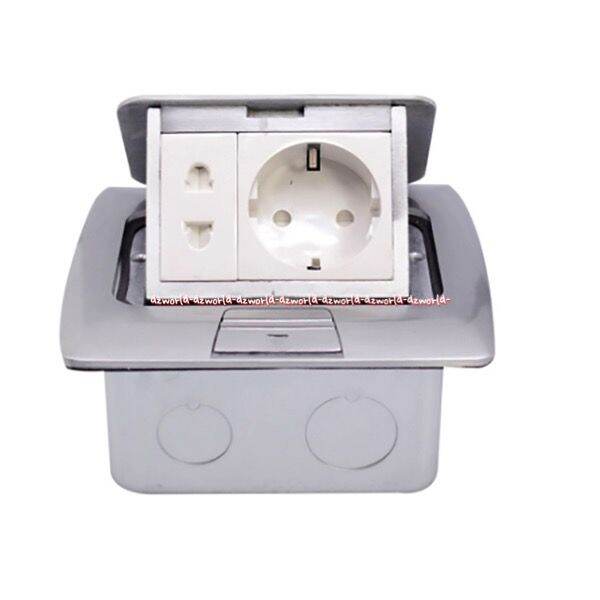 Krisbow Stop Kontak Lantai Colokan Listrik Dengan Penutup Silver ...