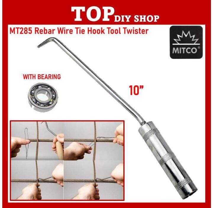 Reinforcing Tieing-Up Ngao 10 Inch MT285 Rebar Wire Tie Hook Tool ...