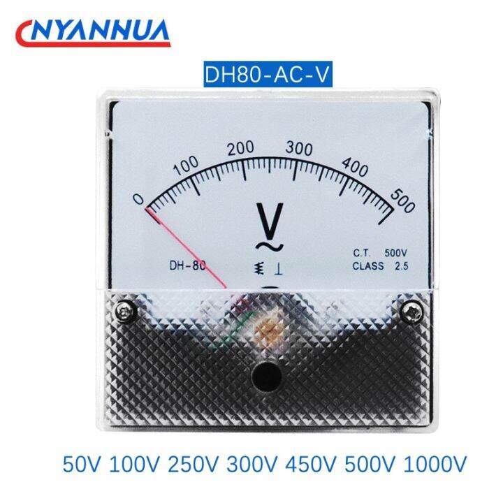 DH80 Panel Analog 50V 100V 250V 300V 450V 500V 1000V AC Voltmeter Meter ...