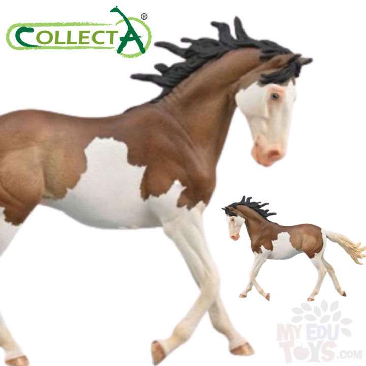 88986 CollectA Mustang Mare - Bay Splash Overo horse size16.3cm x 12 ...
