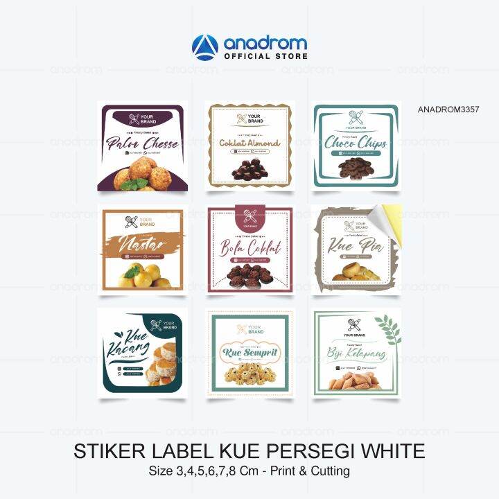Stiker Label Kue Persegi White | Sticker Label Kue Kering | Anadrom ...