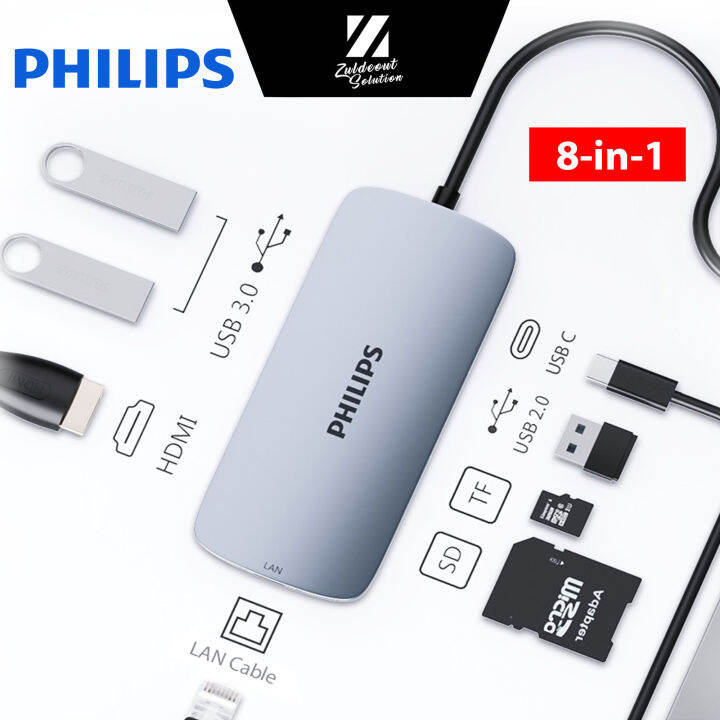 PHILIP USB C Hub 8 in 1 Type C Hub with Ethernet USB C to HDMI VGA PD ...