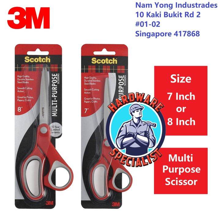 3M Scotch Multi Purpose Stainless Steel Scissors (1427 7 Inch) (1428 8 ...