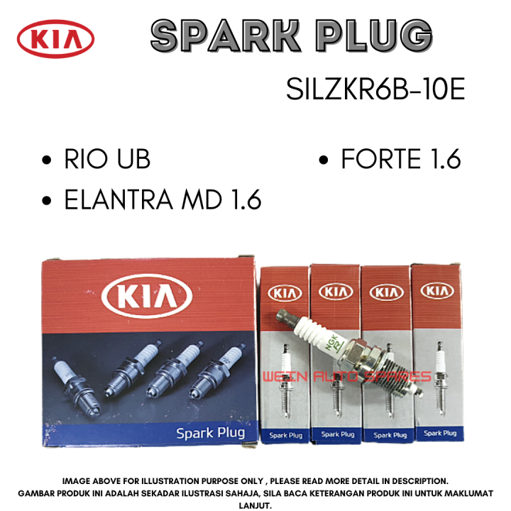 KIA/HYUNDAI GENUINE IRIDIUM SPARK PLUG (SILZKR6B-10E) -4PCS FOR KIA RIO UB / FORTE 1.6 / ELANTRA ...