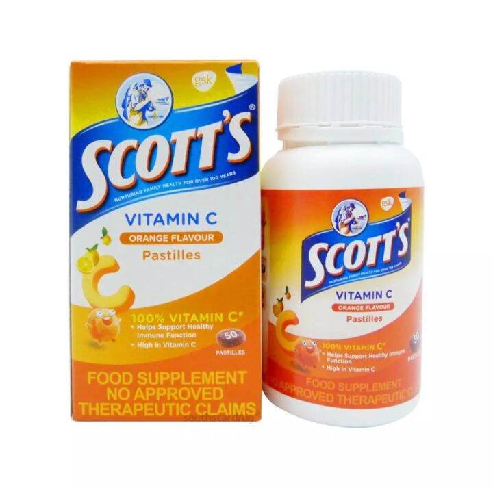 Scott's Chewable Vitamin C For Kids (50 Pastilles - Orange Flavour ...