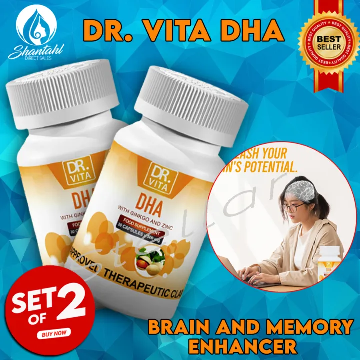 SET OF 2! Dr. Vita DHA with Ginkgo and Zinc (Elderly), Dr. Vita DHA for Adult, Memory Enhancer ...