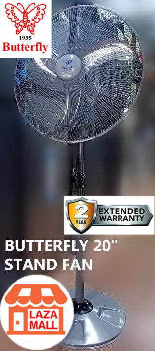 2 YEAR WARRANTY 】BUTTERFLY 20 INC STAND FAN BSF-20 3 SPEED 3 BLADES ...